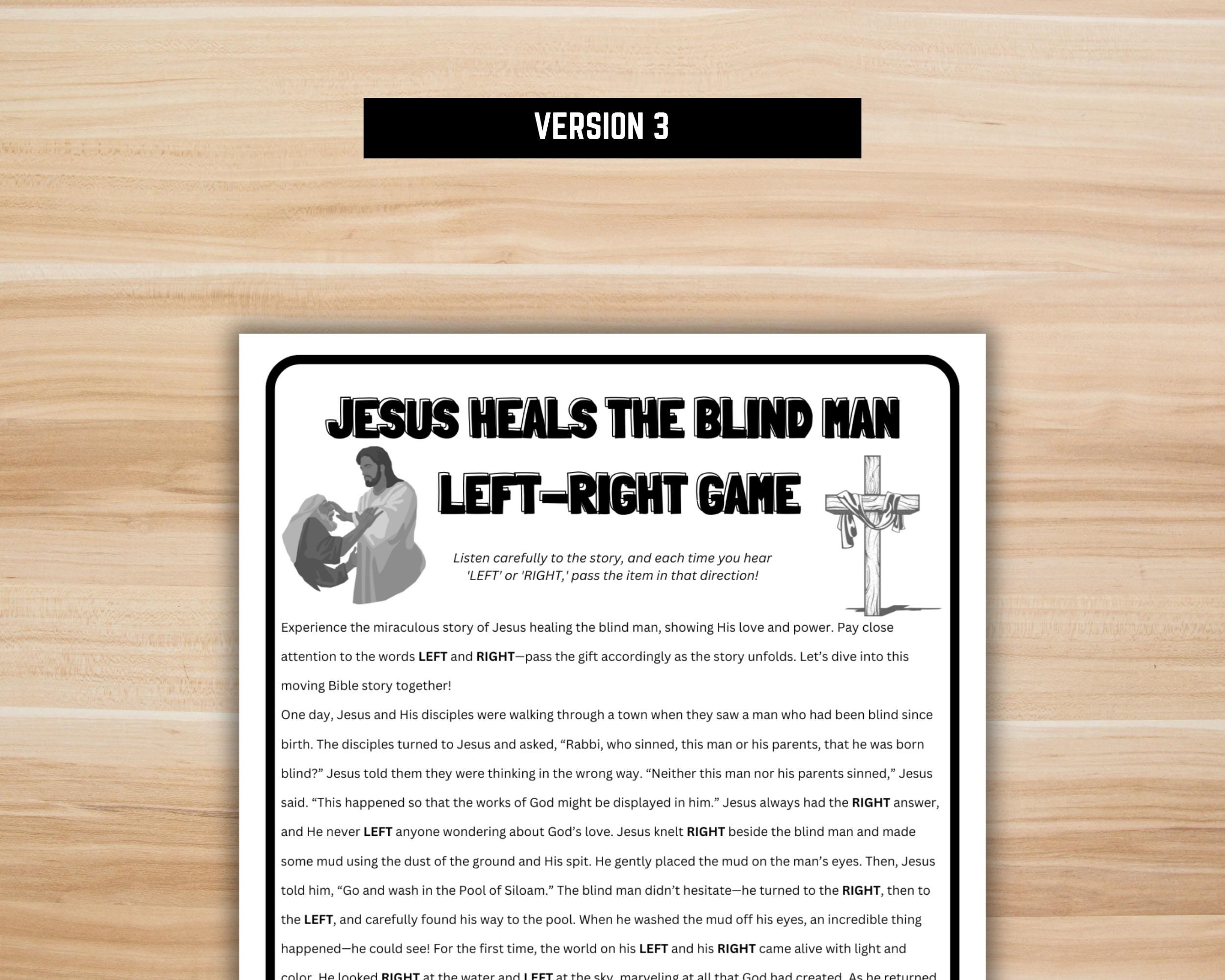 Jesus Heals the Blind Man Left Right Game - Printable Bible Study ...
