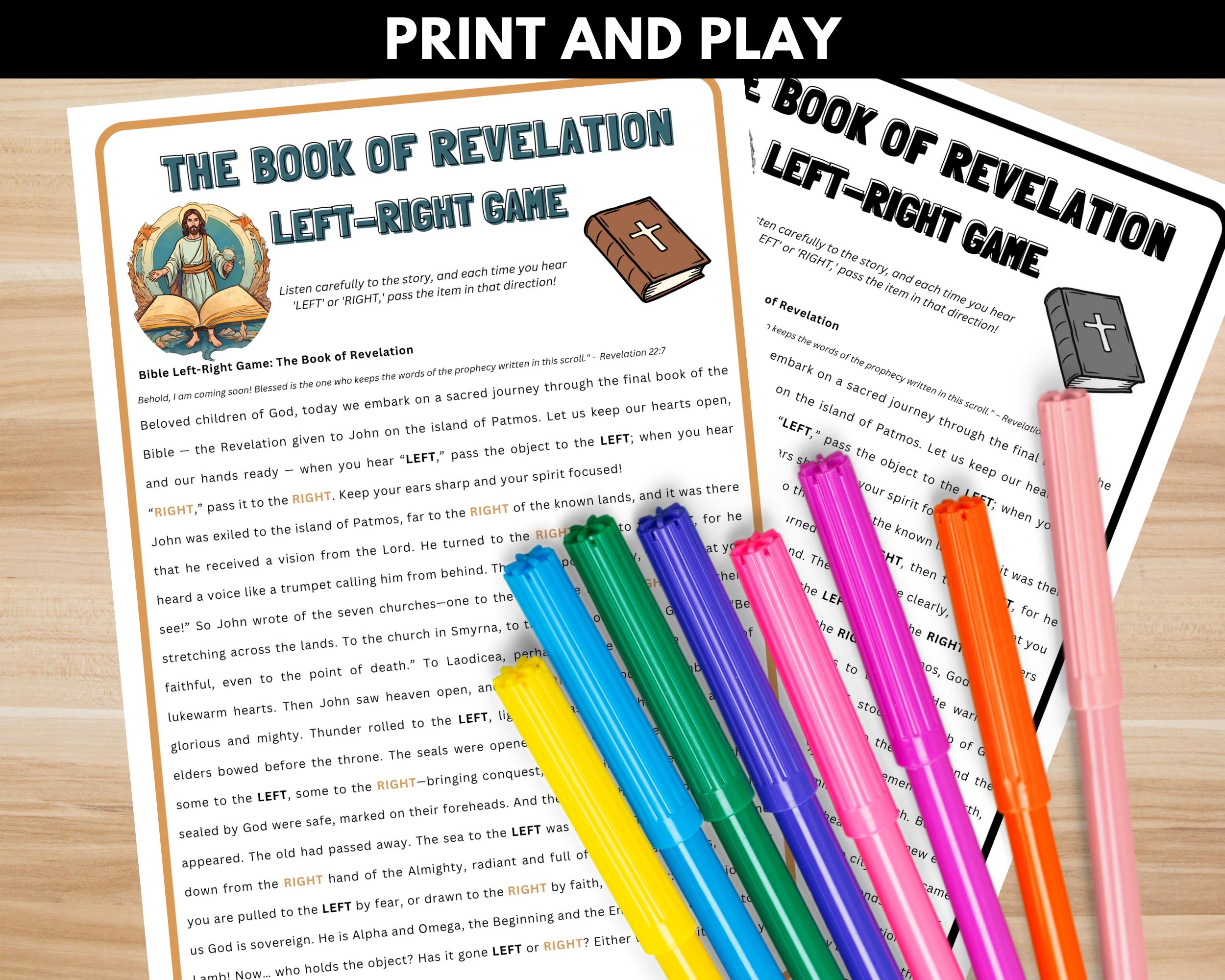 Bible Left Right Game Printable | Revelation Story | Christian Gift ...