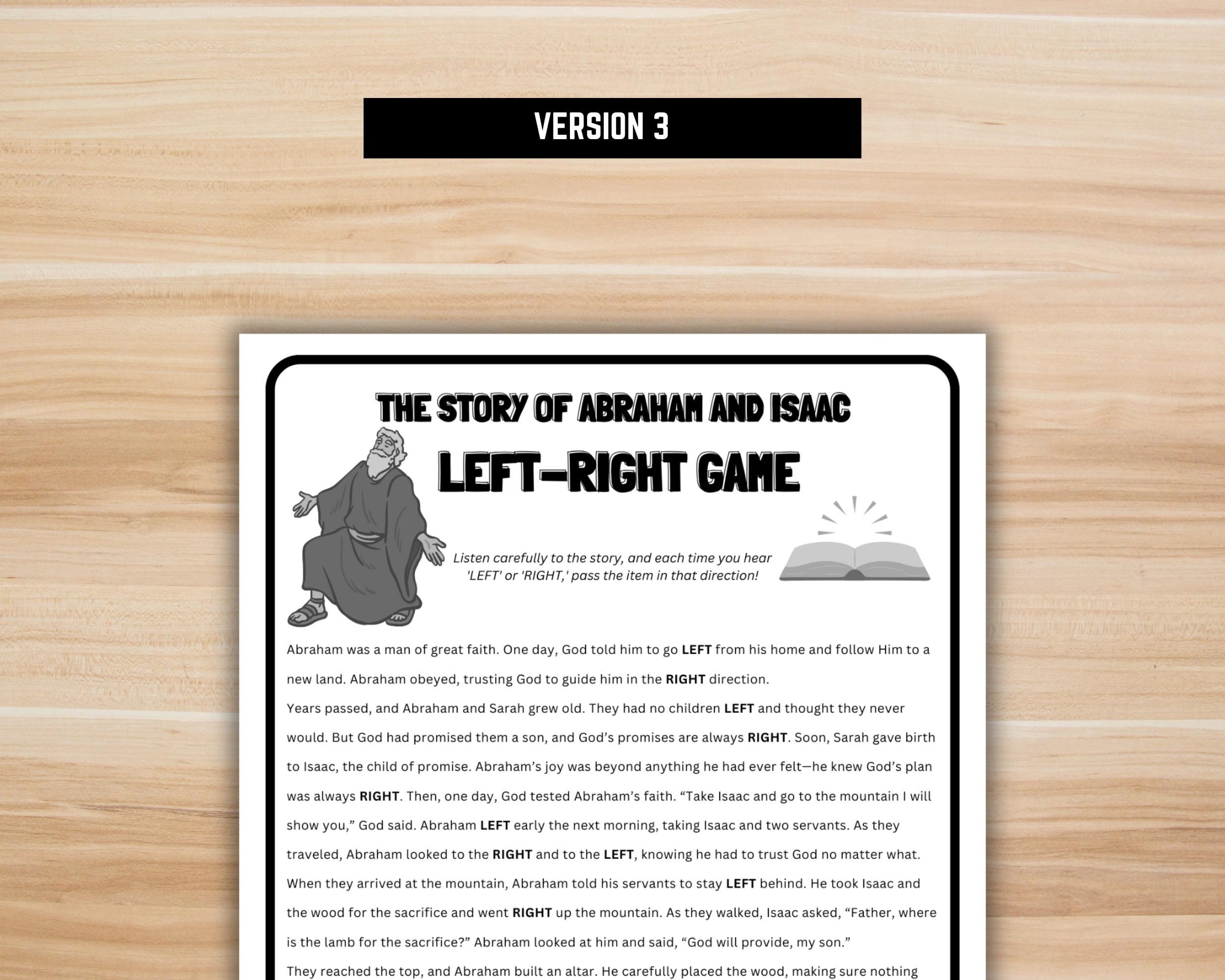 The Story of Abraham and Isaac Left Right Game, Christian Bible ...