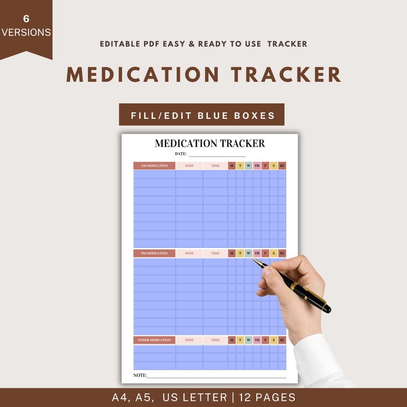 Editable Medication Tracker | Printable Easy Medicine Chart | Weekly ...