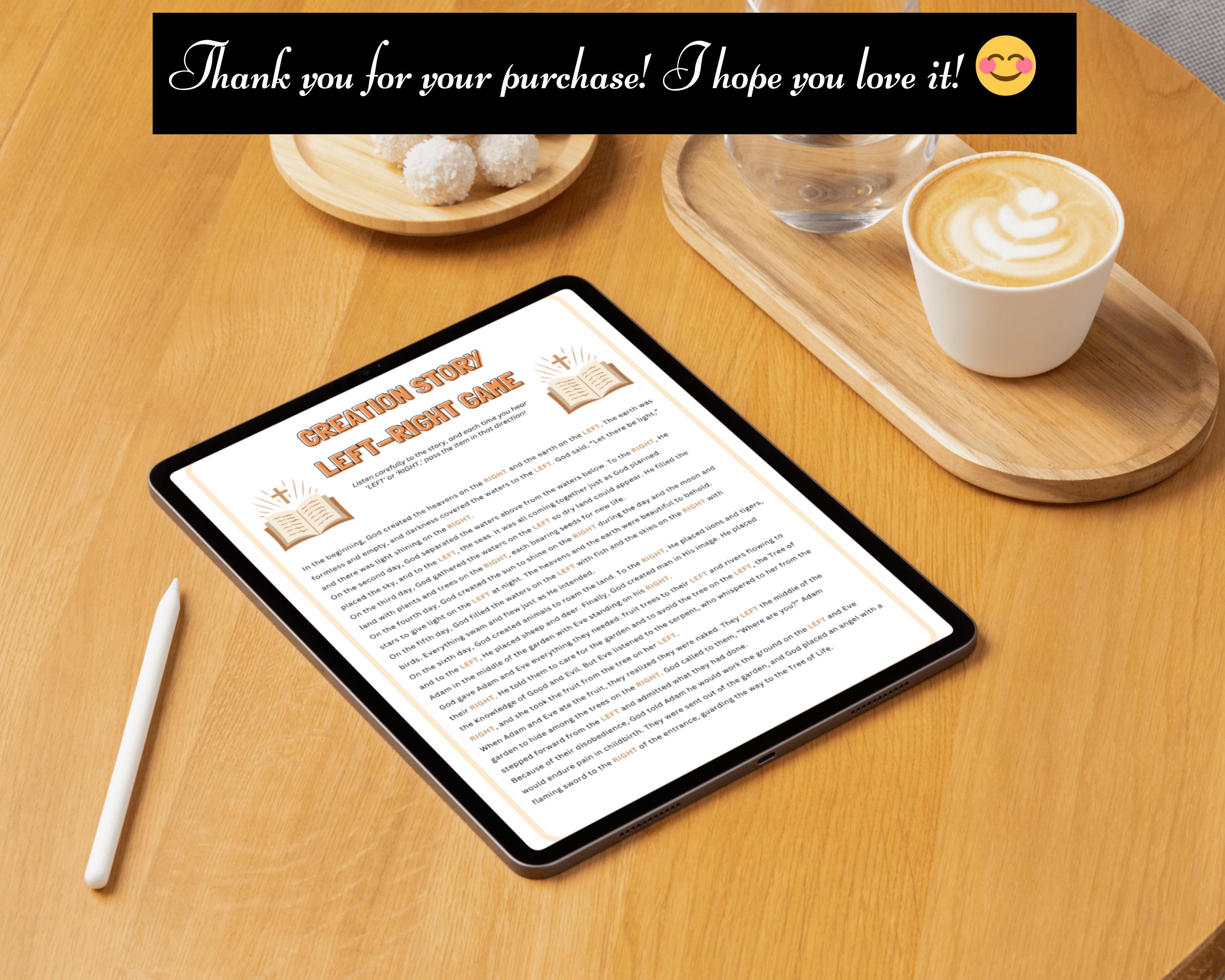 Creation Story LEFT-RIGHT GAME - Printable Bible Game for Sunday School ...