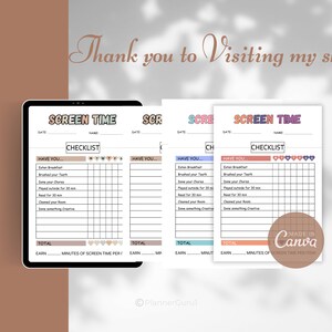 Editable Screen Time Chore Chart Printable, Screen Time Chart Checklist, Screen Time Tracker ...
