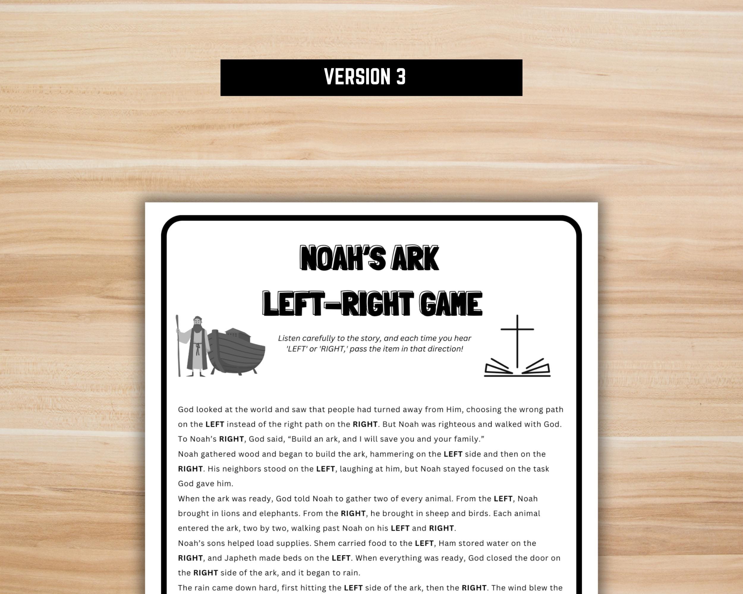 Noah's Ark Game LEFT-RIGHT GAME - Printable Bible Game for Sunday ...