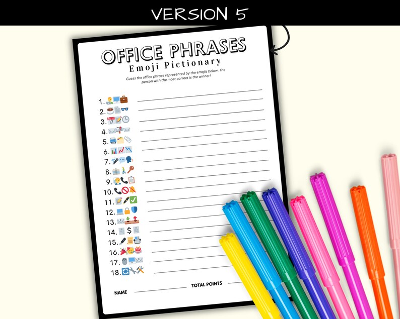 Office Emoji Pictionary Game | Work Party Game | Office Team Building ...