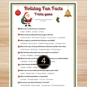 Holiday Fun Facts Trivia Game Printable, Christmas Party Quiz for ...