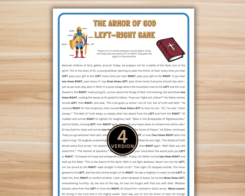 Armor of God Left Right Game | Bible Activity for Kids | Sunday School ...