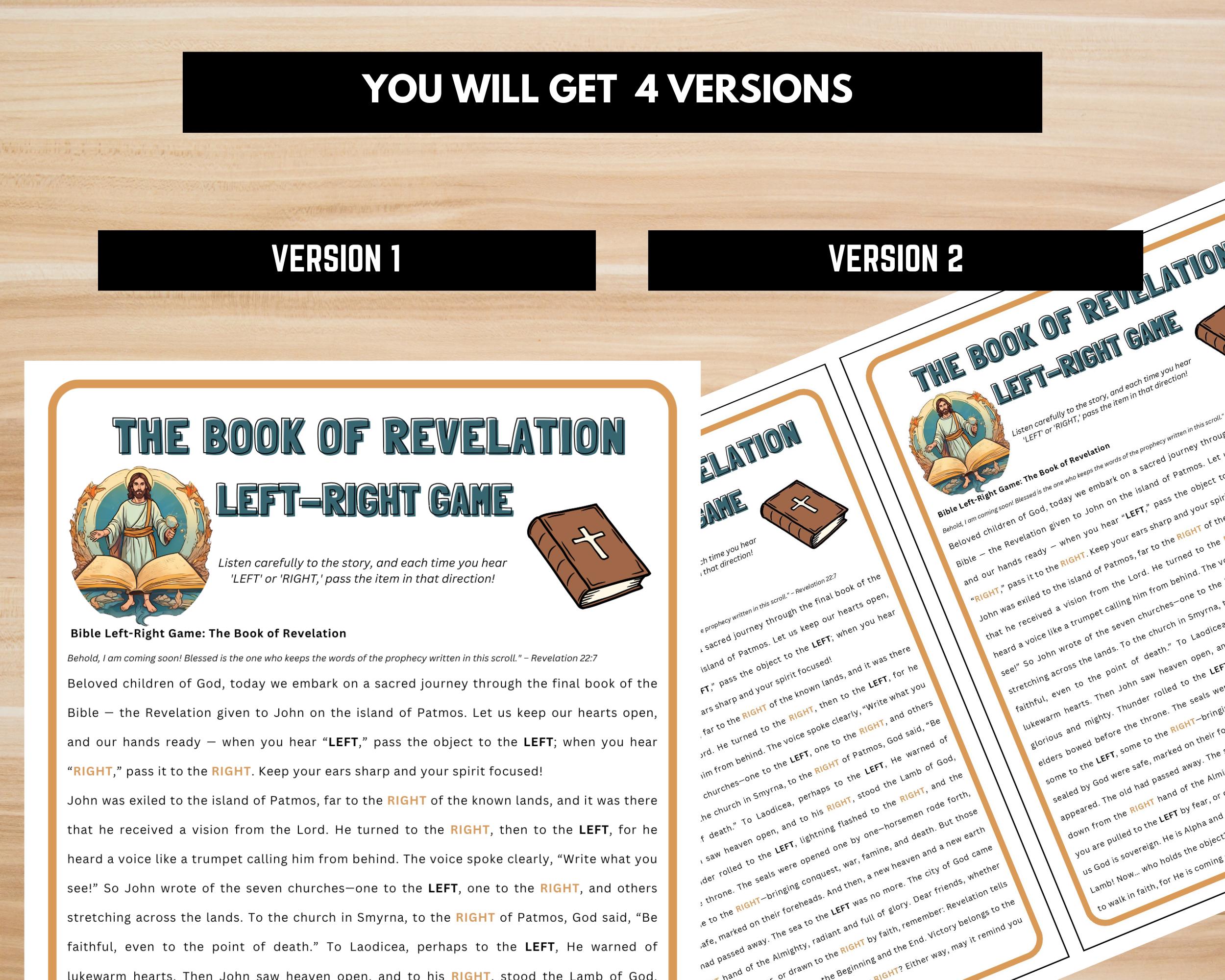 Bible Left Right Game Printable | Revelation Story | Christian Gift ...
