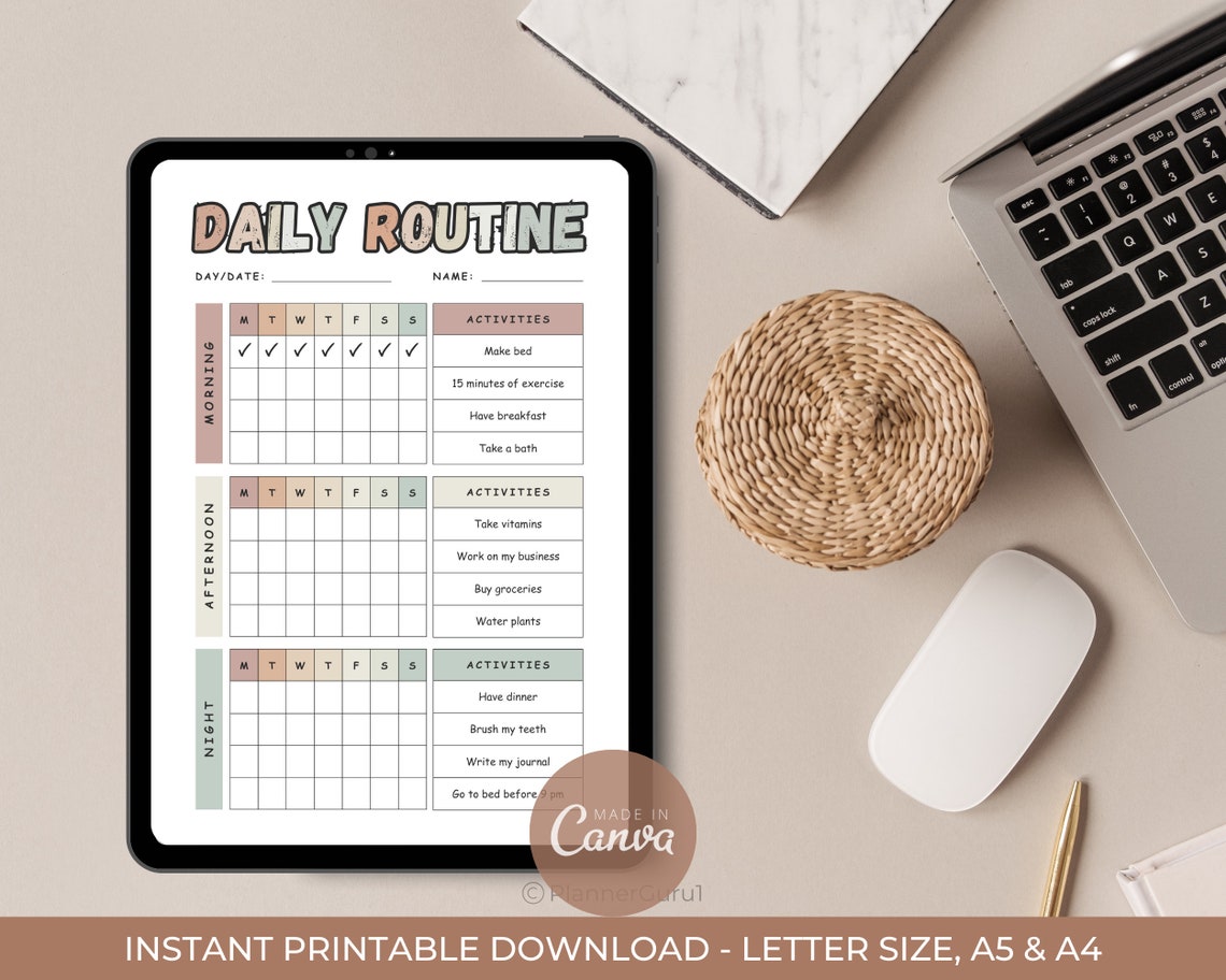 Printable Daily Schedule Template for Kids, Daily Schedule for ...
