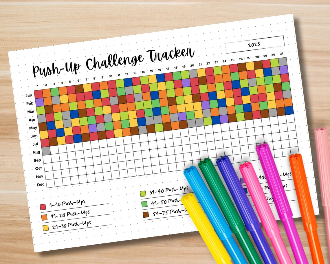 Yearly Push-up Challenge Tracker | Printable Fitness Tracker | Health ...