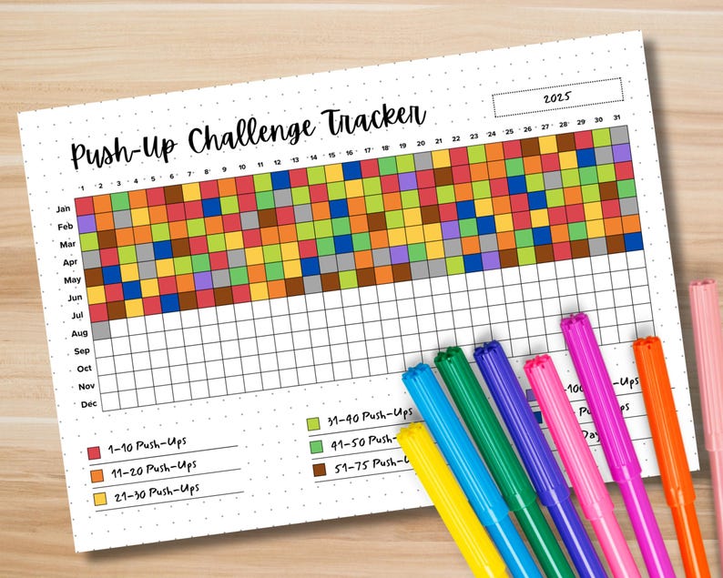 Yearly Push-up Challenge Tracker | Printable Fitness Tracker | Health ...