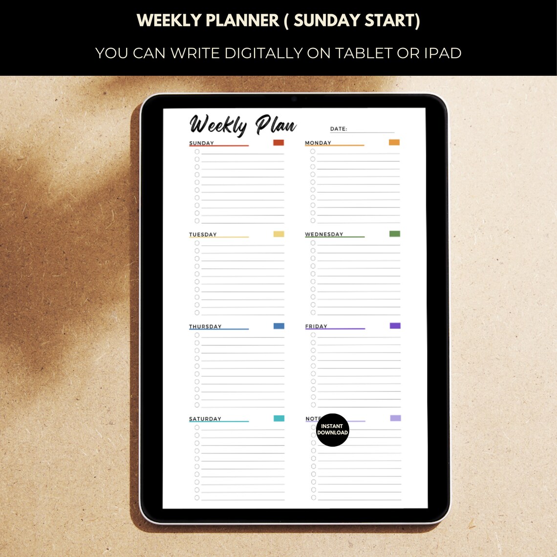 Editable Weekly Planner Printable, Digital Weekly Planner PDF Weekly ...