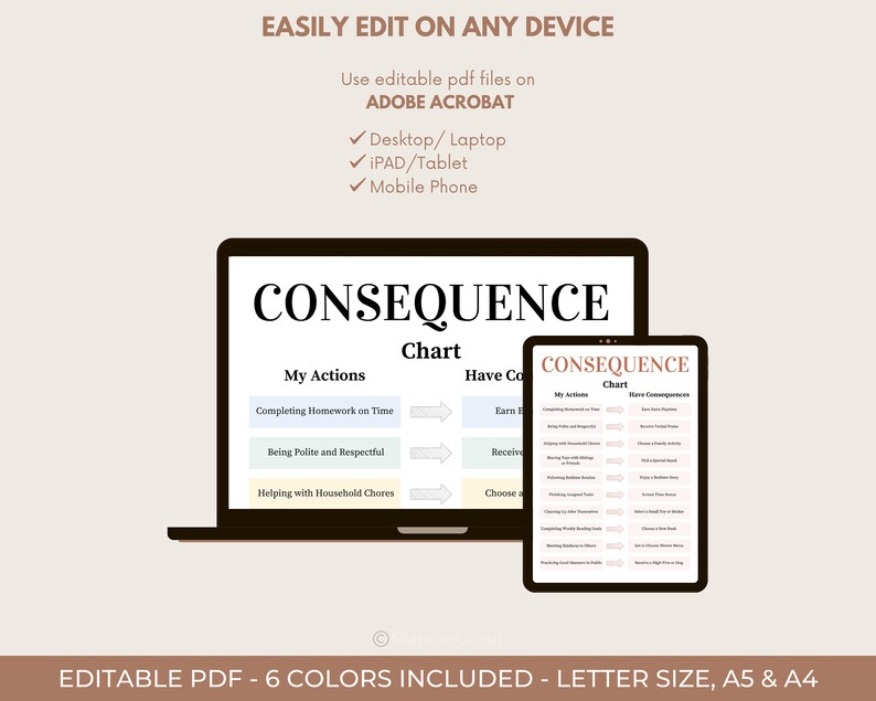Customizable Consequence Chart, My Actions Have Consequences, School ...