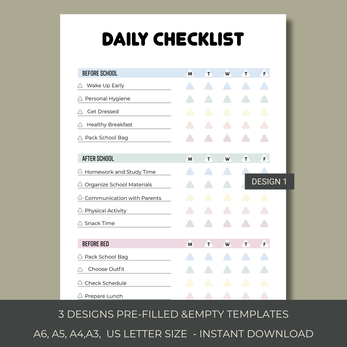 Editable Daily Checklist for Kids Printable Daily Chore - Etsy