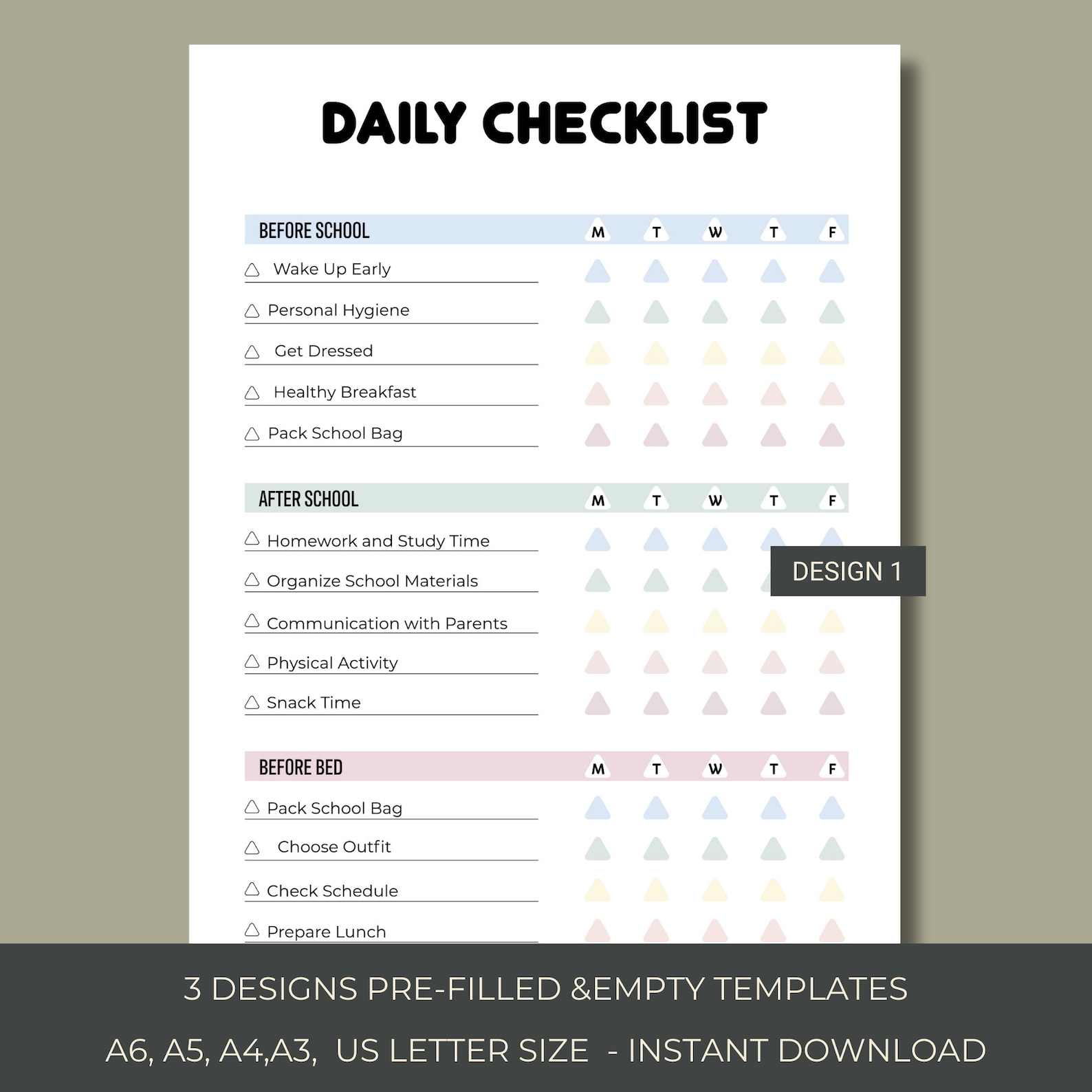 Editable Daily Checklist for Kids Printable Daily Chore - Etsy
