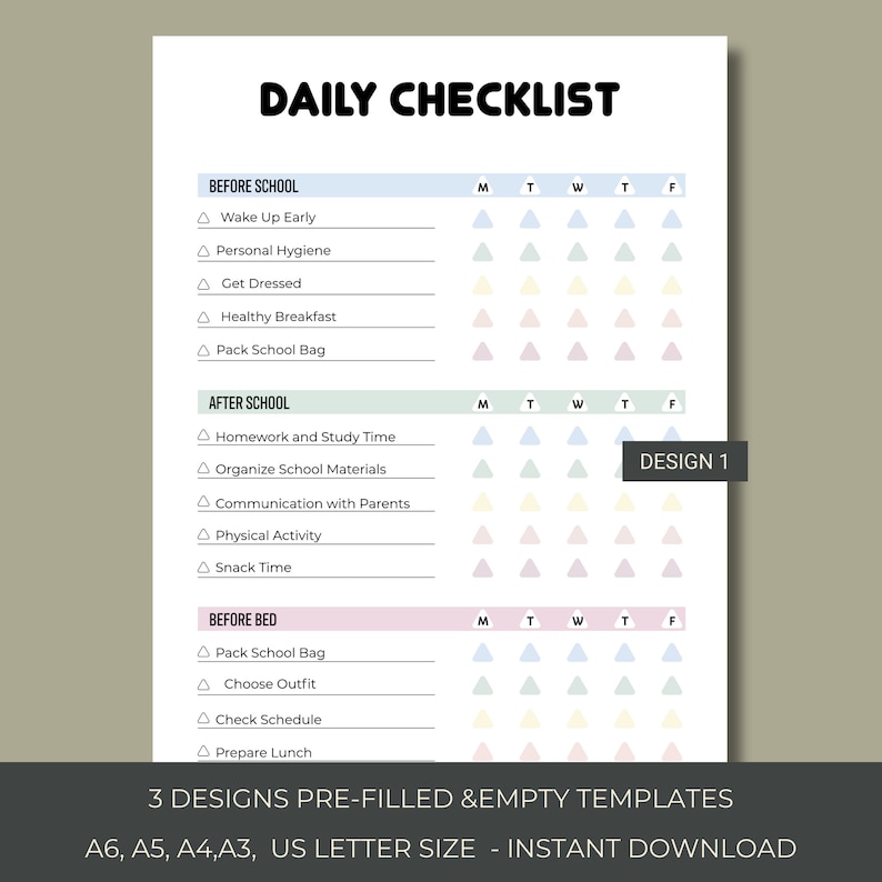 Editable Daily Checklist for Kids Printable Daily Chore - Etsy