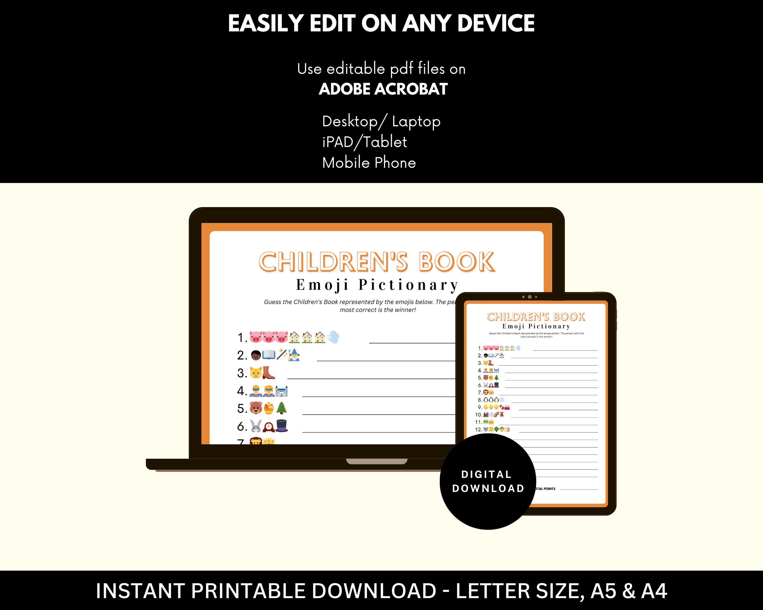 Children's Book Emoji Pictionary Game Digital Baby Shower Game Fun Baby ...