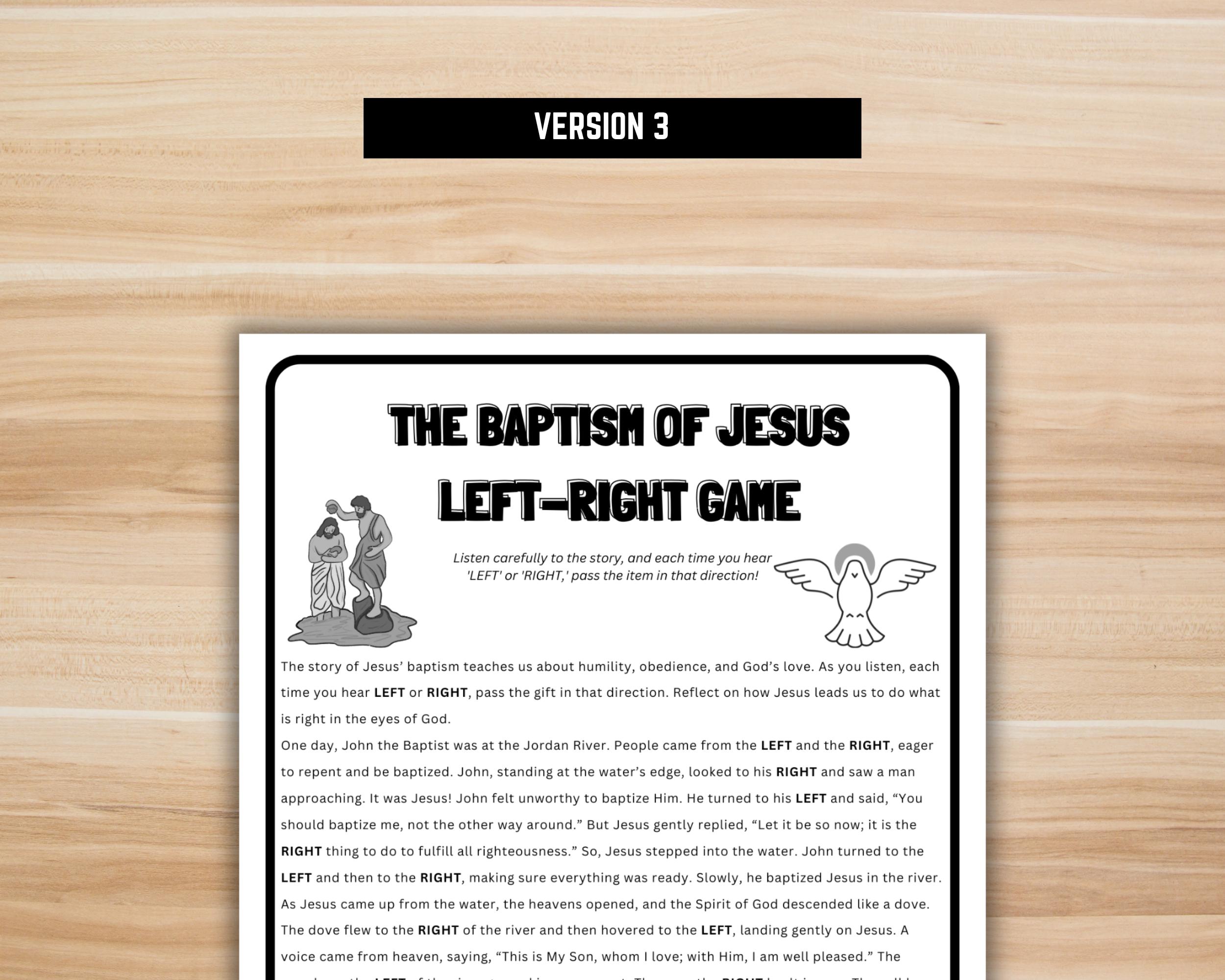 The Baptism of Jesus Left Right Game - Printable Bible Study & Church ...