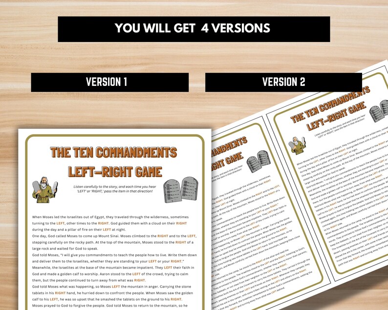 The Ten Commandments Game Left-right Game - Printable Bible Game for ...