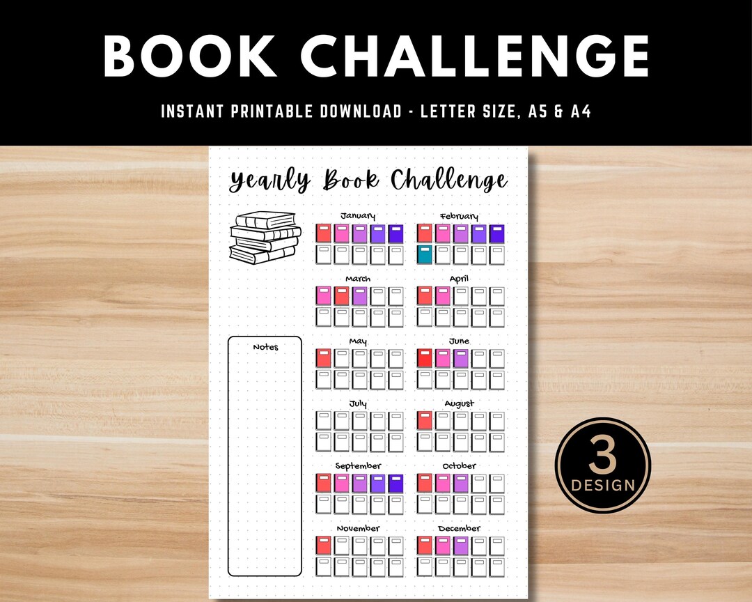 Yearly Book Reading Challenge Printable Reading Tracker and Planner ...