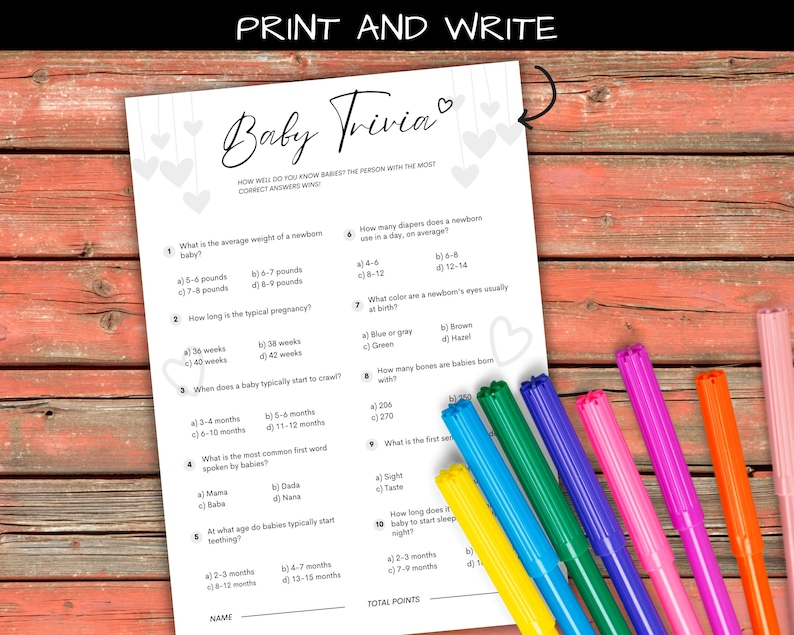 Baby Shower Trivia Game, Printable Baby Shower Games, Fun Trivia ...