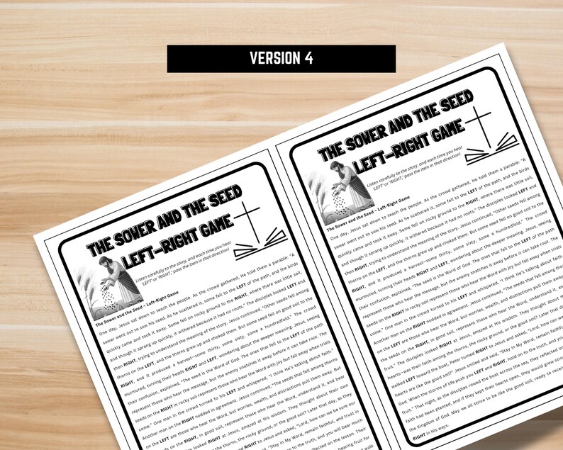 The Sower and the Seed Left Right Game - Printable Bible Party Game ...