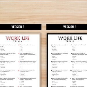 Work Trivia Game Office Party Game Printable Work Game for Team ...