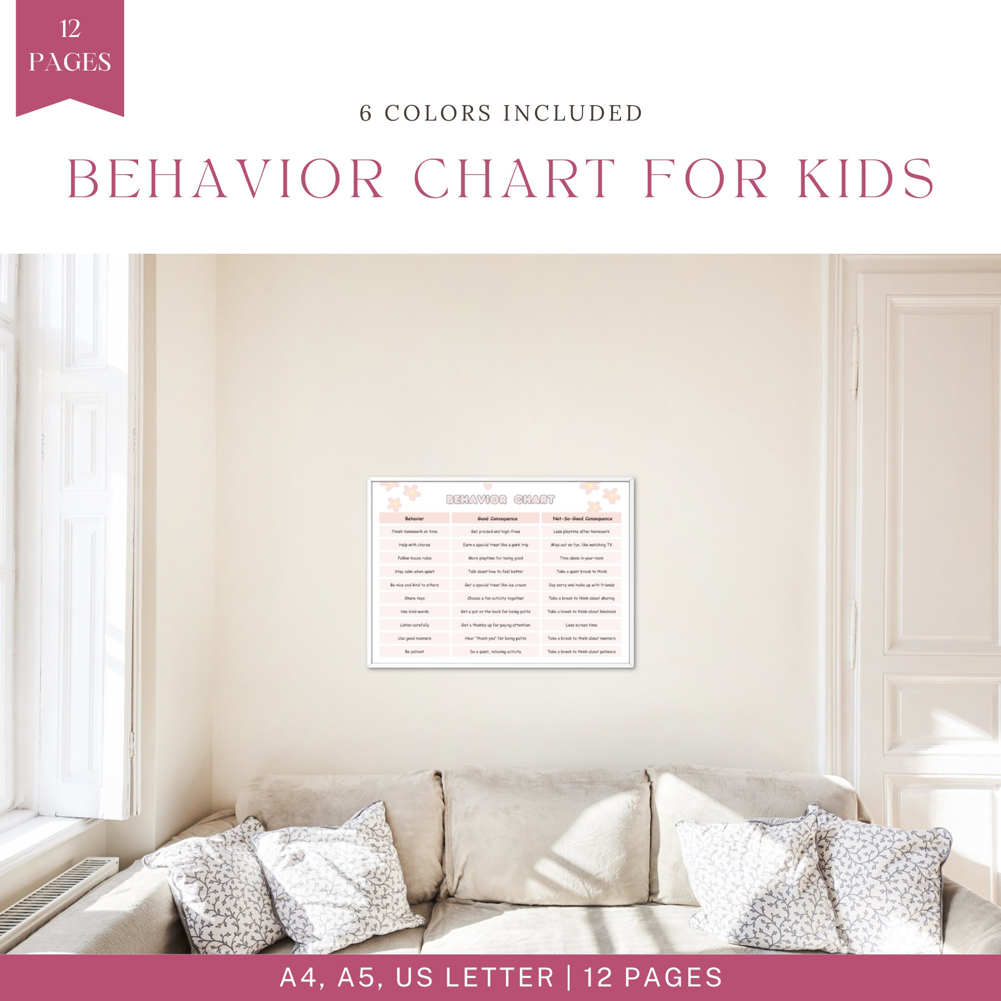 Behavior Chart for Kids | Behavior Chart | Behavior Reward Chart ...