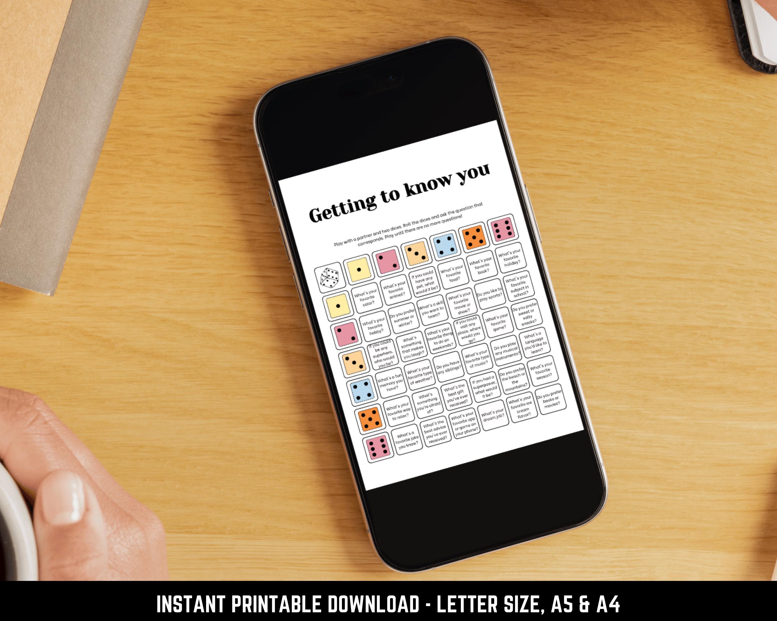 Printable Icebreaker Game - Dicebreaker Roll and Tell Conversation ...