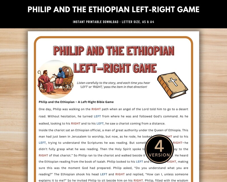 Philip and the Ethiopian Left-right Game – Bible Story Printable ...
