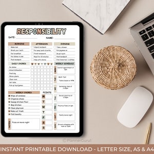 Editable Task Sheets for Kids | Printable | Daily Weekly Responsibility ...