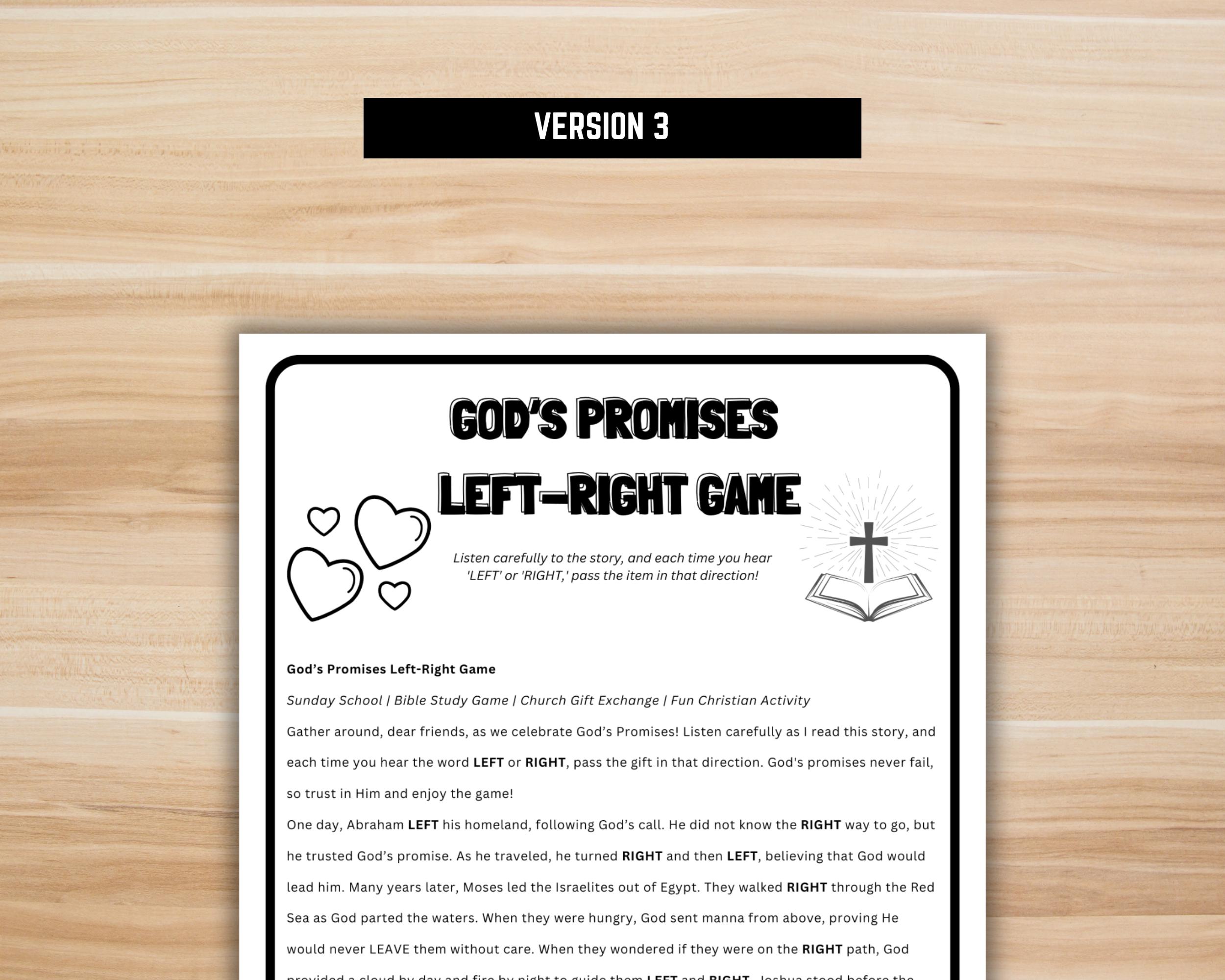 God's Promises Left Right Game, Bible Party Game, Christian Gift ...