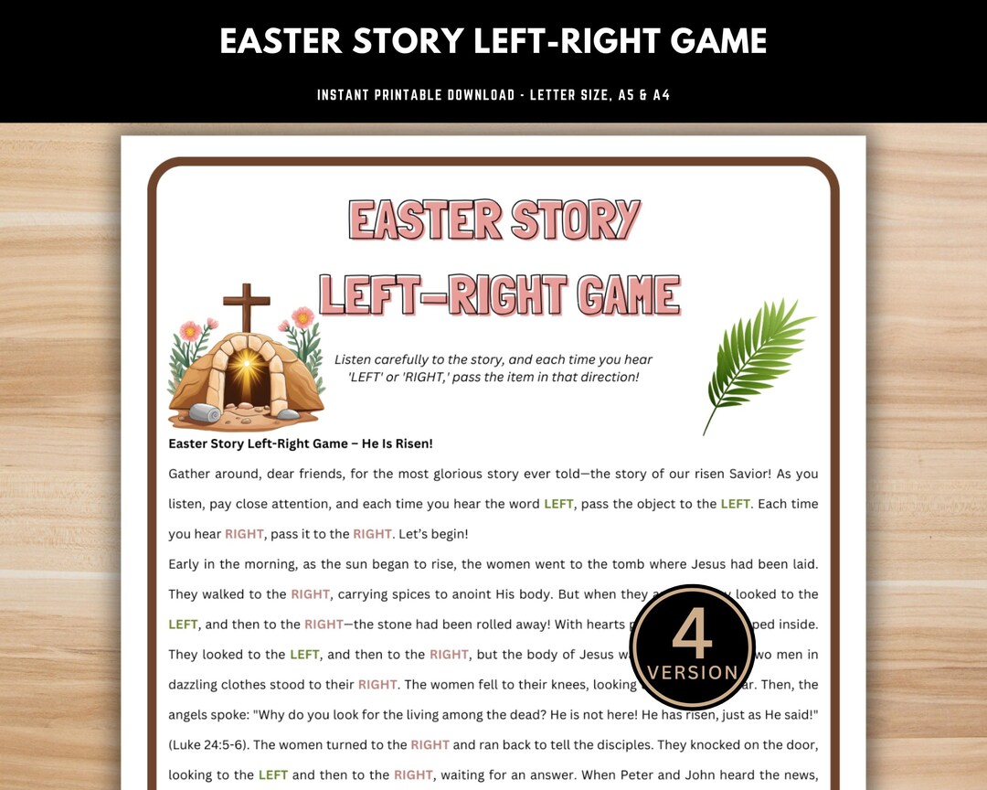 Easter Story Left-right Game – Printable Easter Party Game, Church ...