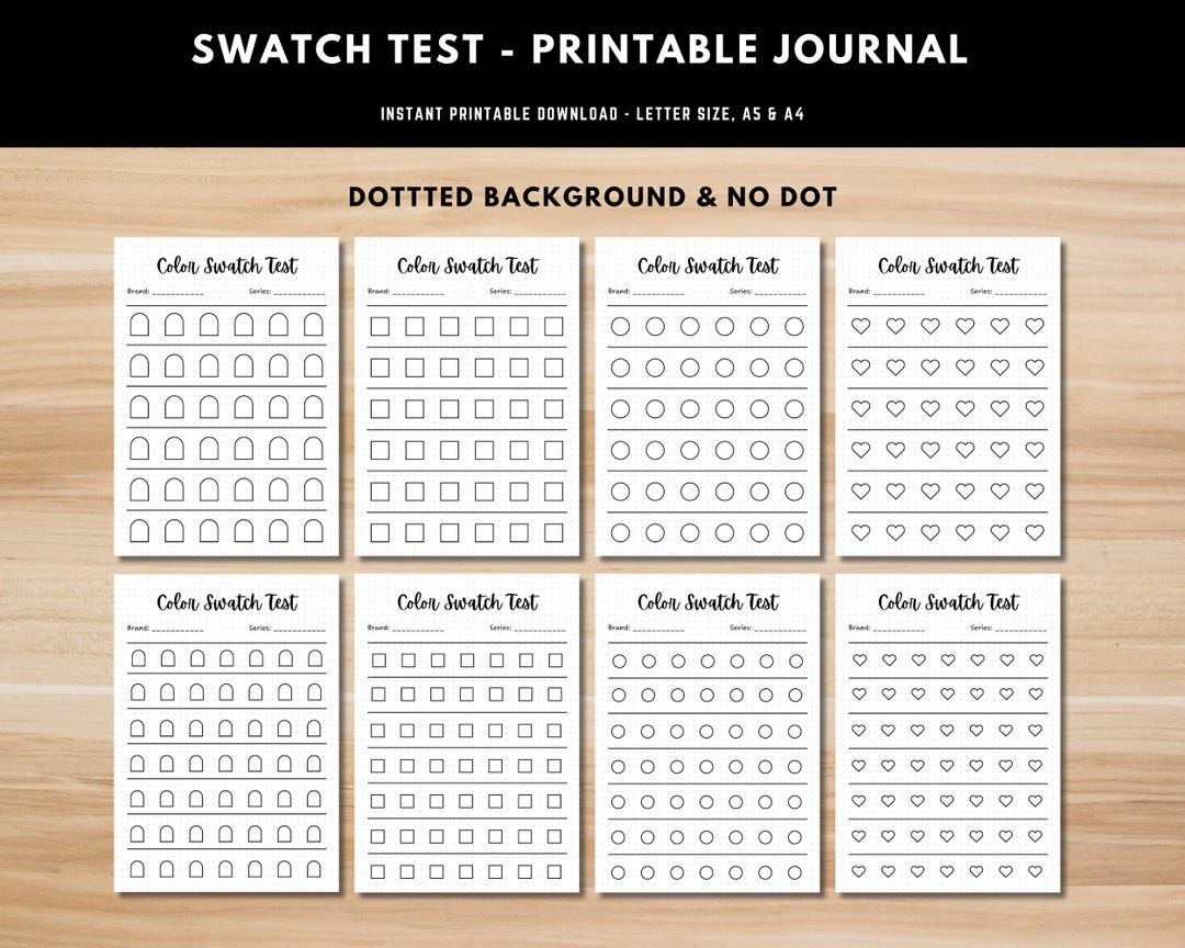 Swatch Test Printable Journal Pages - Color Swatch Tracker - Planner ...