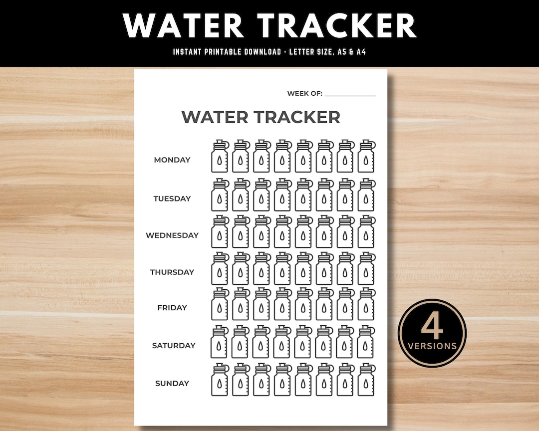 Water Tracker Weekly PRINTABLE Journal Page Planner Page Daily Tracker ...