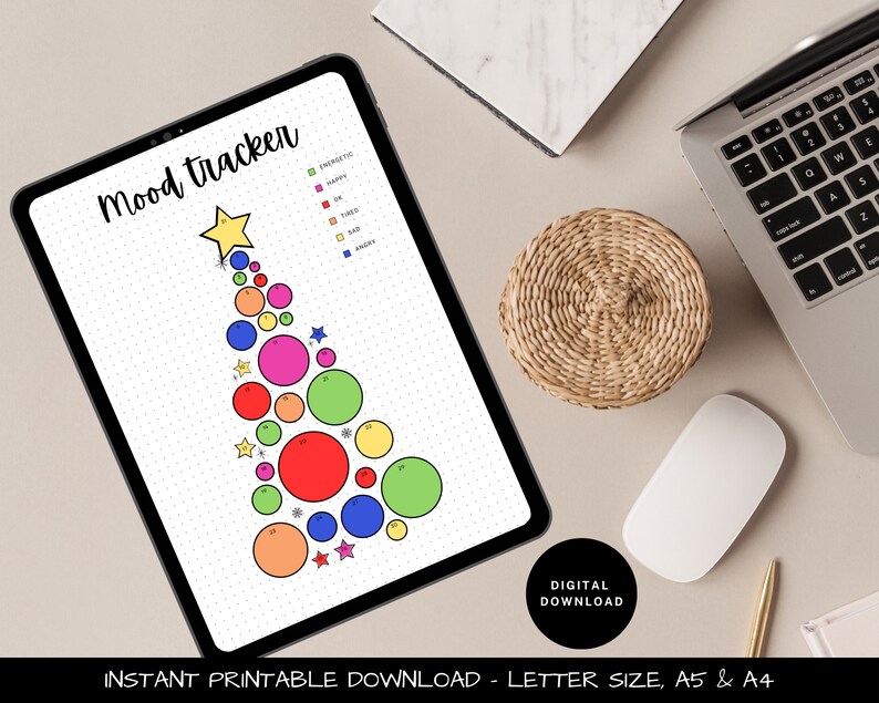 Holiday Mood Tracker - Printable Christmas Tree Journal Page - Daily ...