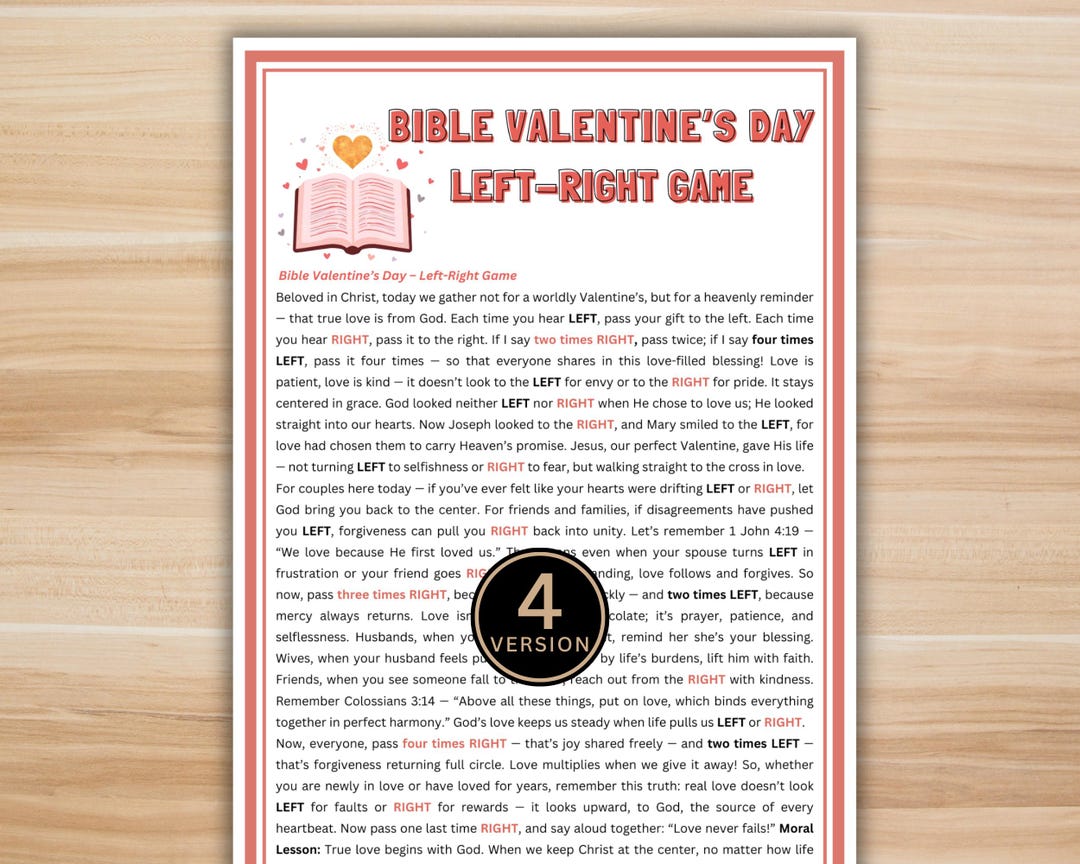 Bible Valentine's Day Left Right Game, Christian Valentine Party Game ...