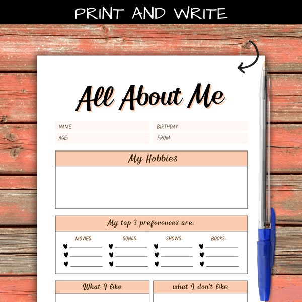 My Favorite Things Survey: Printable Questionnaire for Getting to Know ...