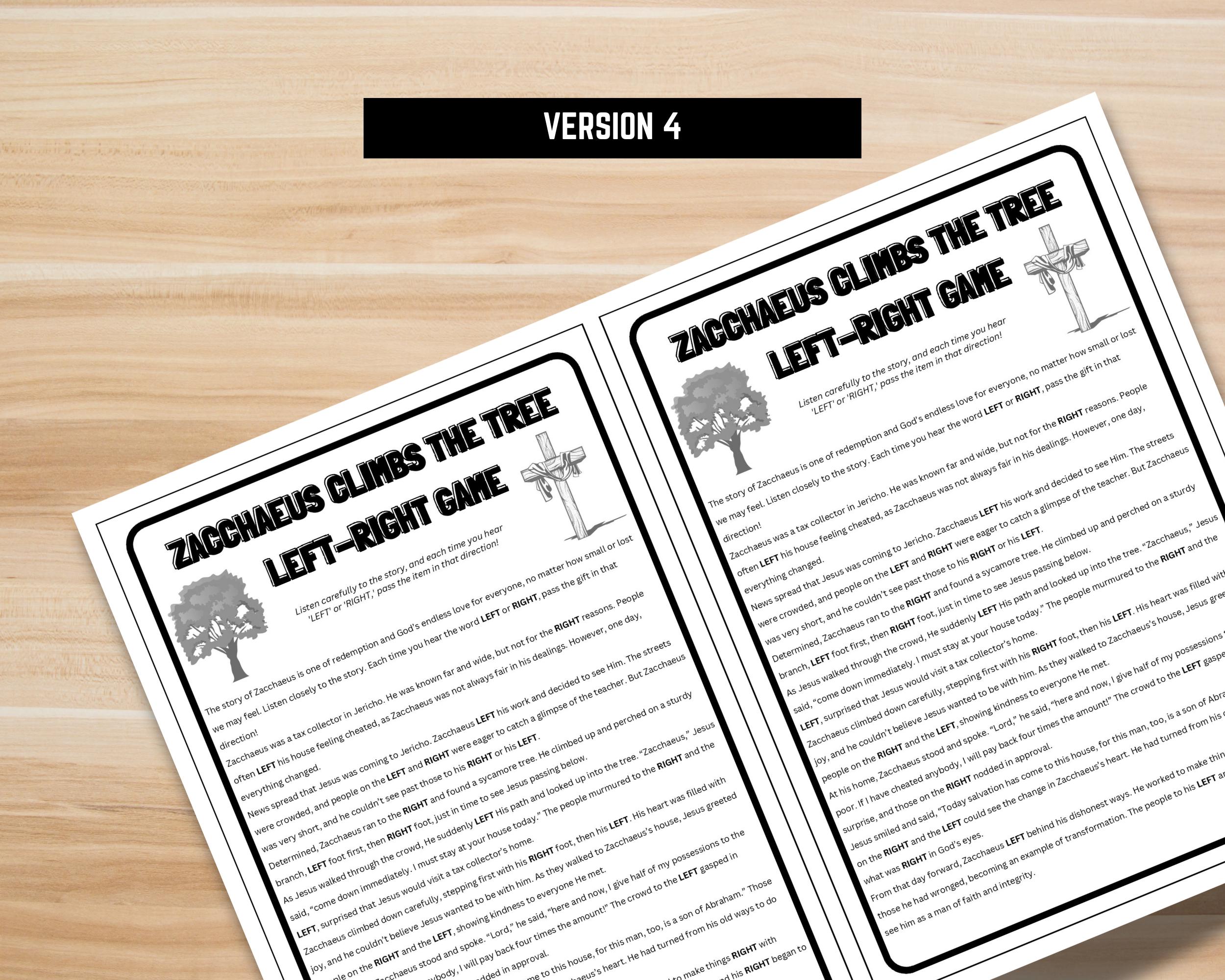 Zacchaeus Climbs the Tree Left Right Game - Printable Bible Study and ...