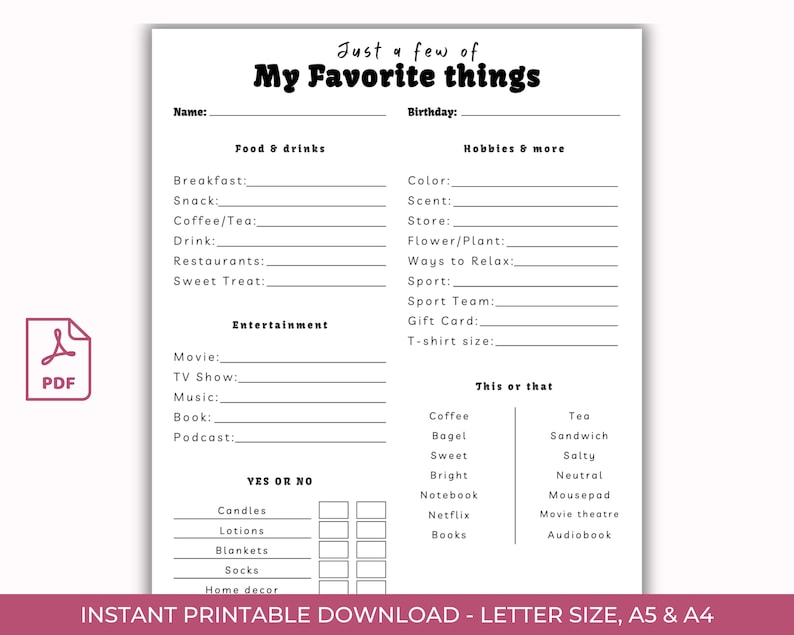 Employee Favorites Survey, Printable Coworker Questions, All About Me ...
