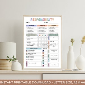 Editable Task Sheets for Kids | Printable | Daily Weekly Responsibility ...