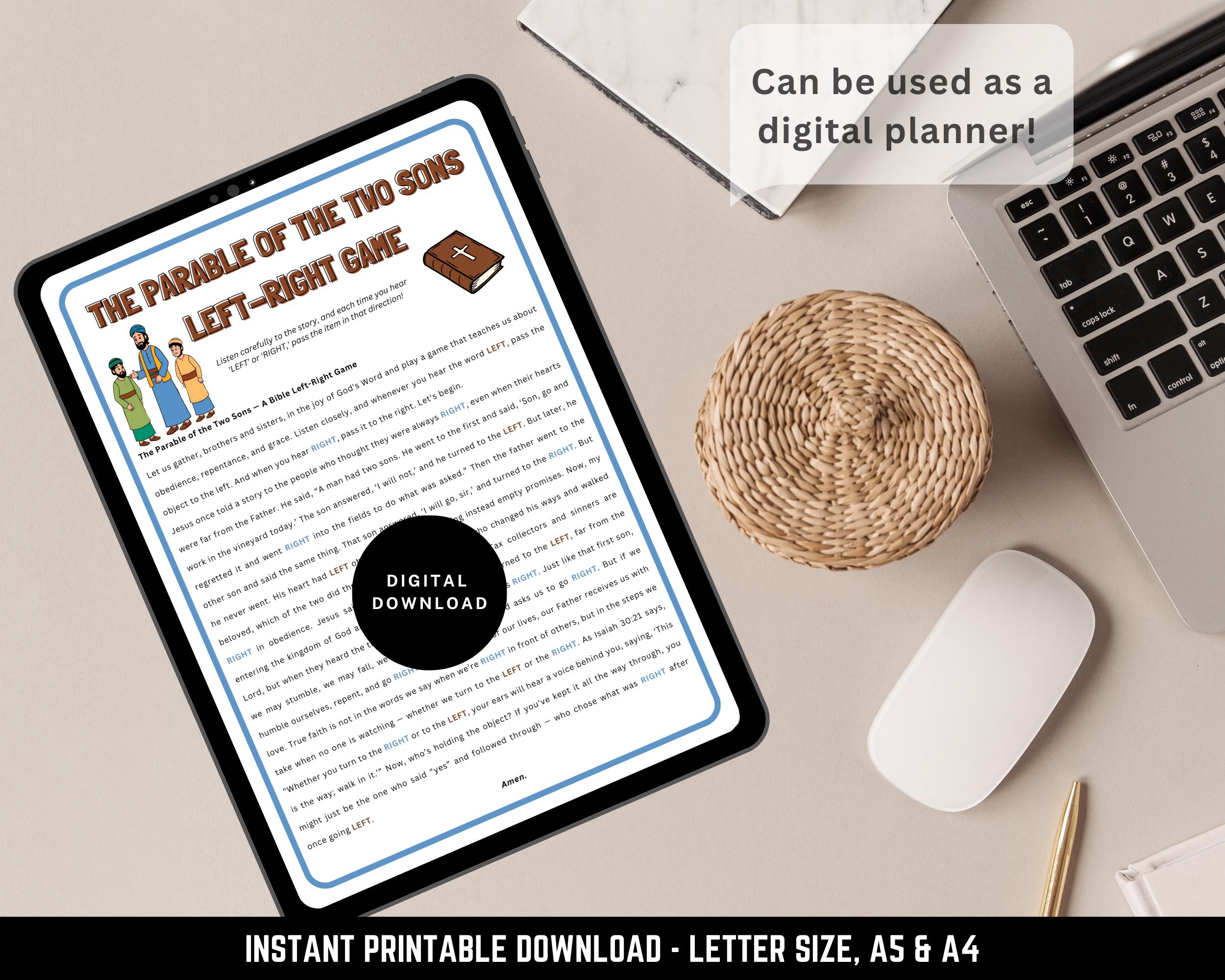 The Parable of the Two Sons Left-right Game - Printable Bible Activity ...