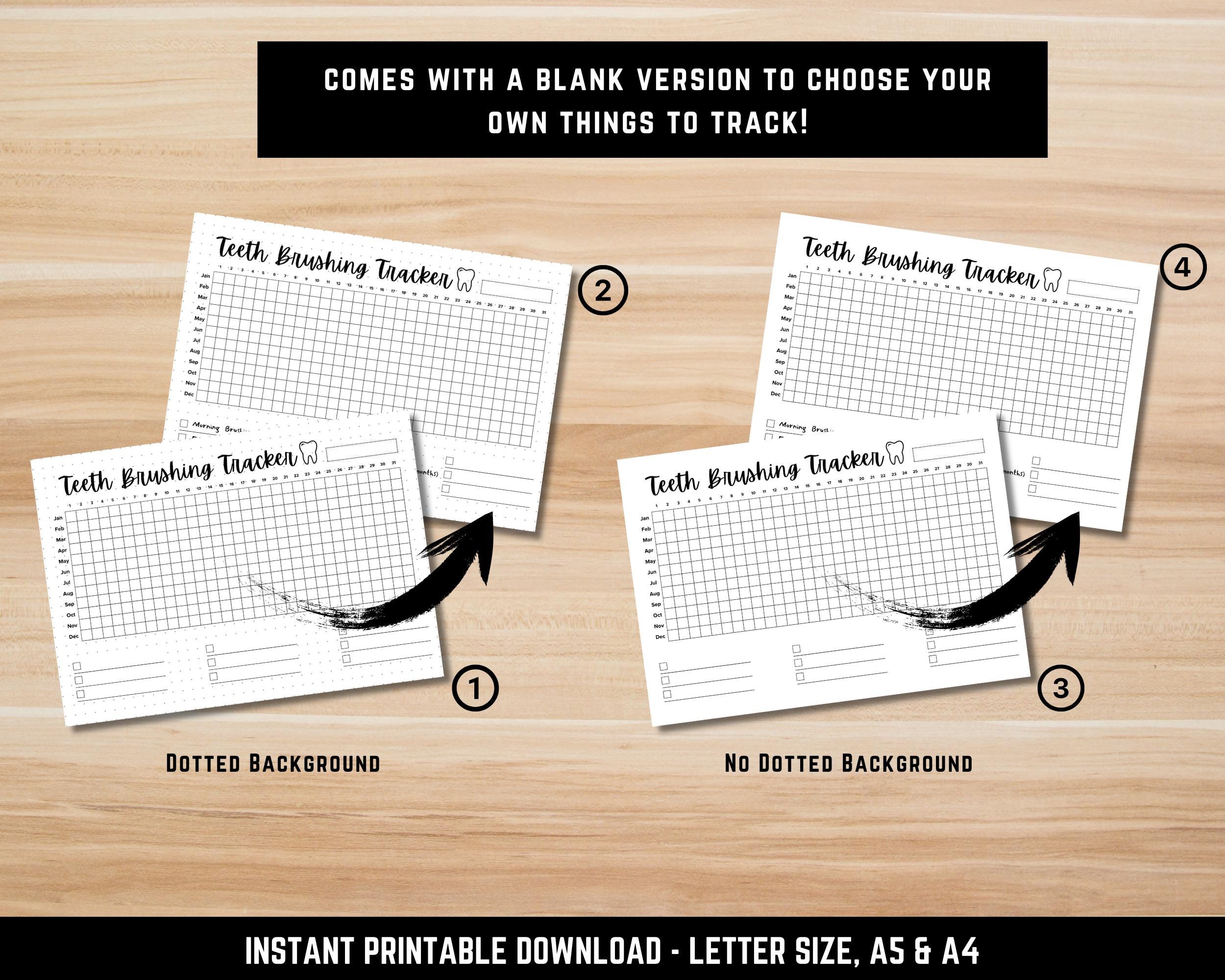 Yearly Teeth Brushing Tracker - Printable Dental Hygiene Log for Kids ...