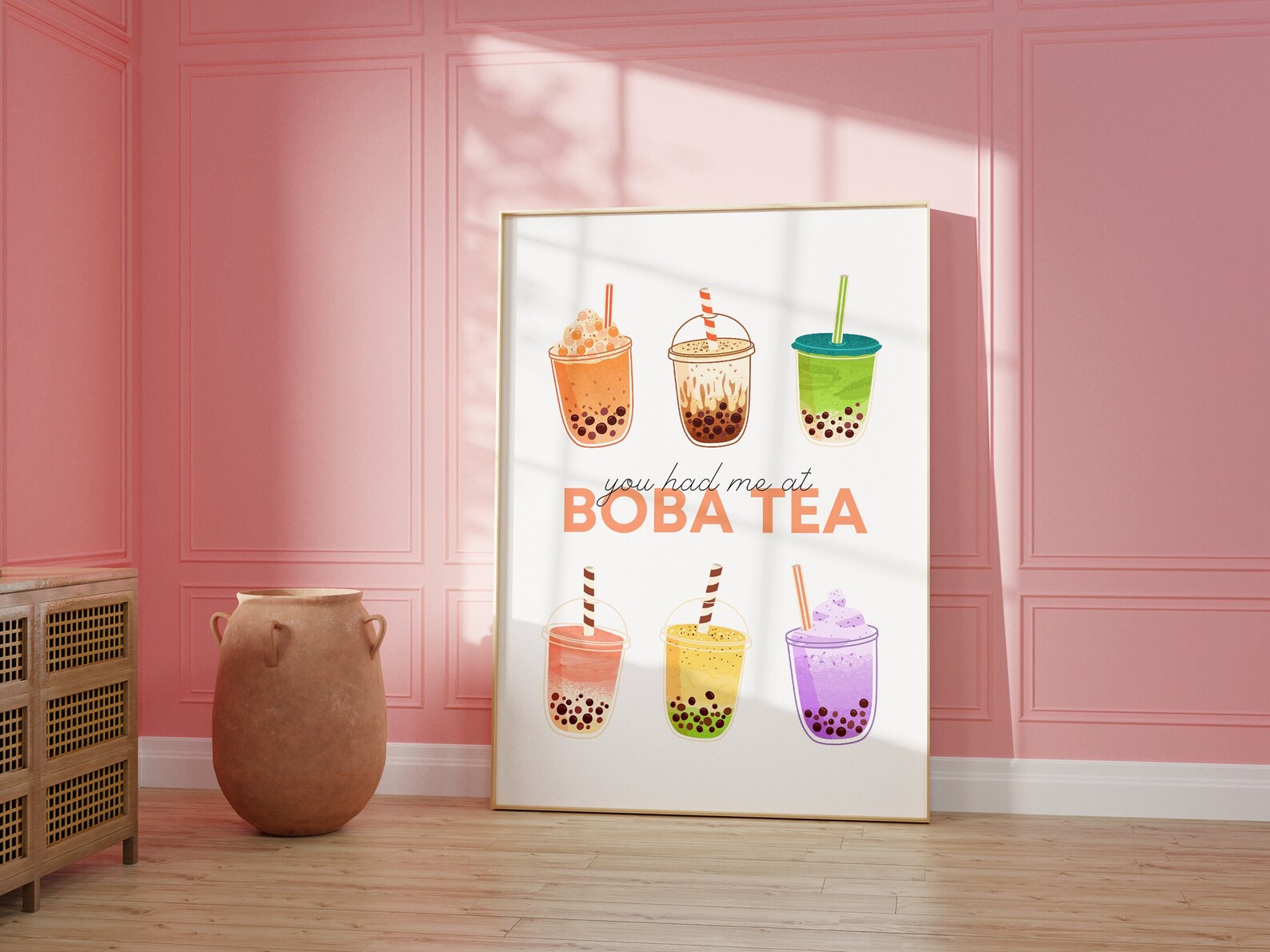 Boba Tea Print Design, Digital Art Print, Fun, Cute, Modern, Print ...