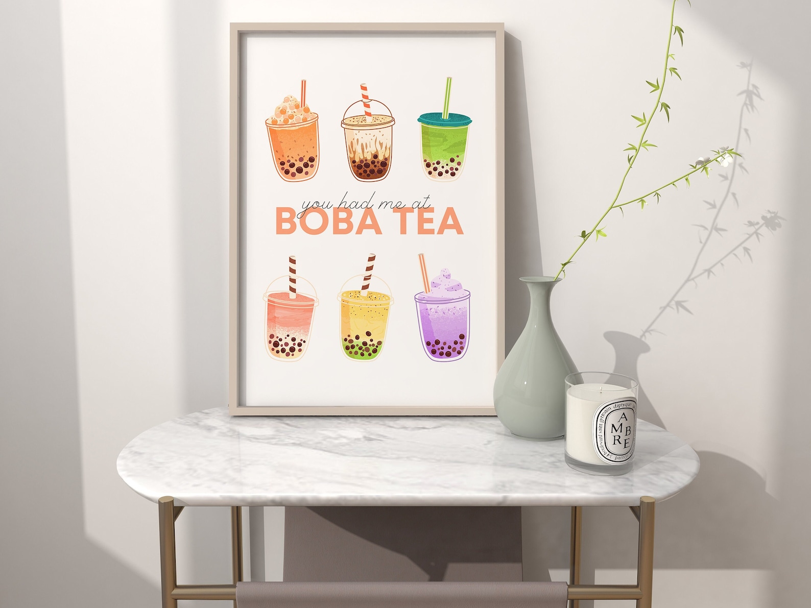 Boba Tea Print Design, Digital Art Print, Fun, Cute, Modern, Print ...