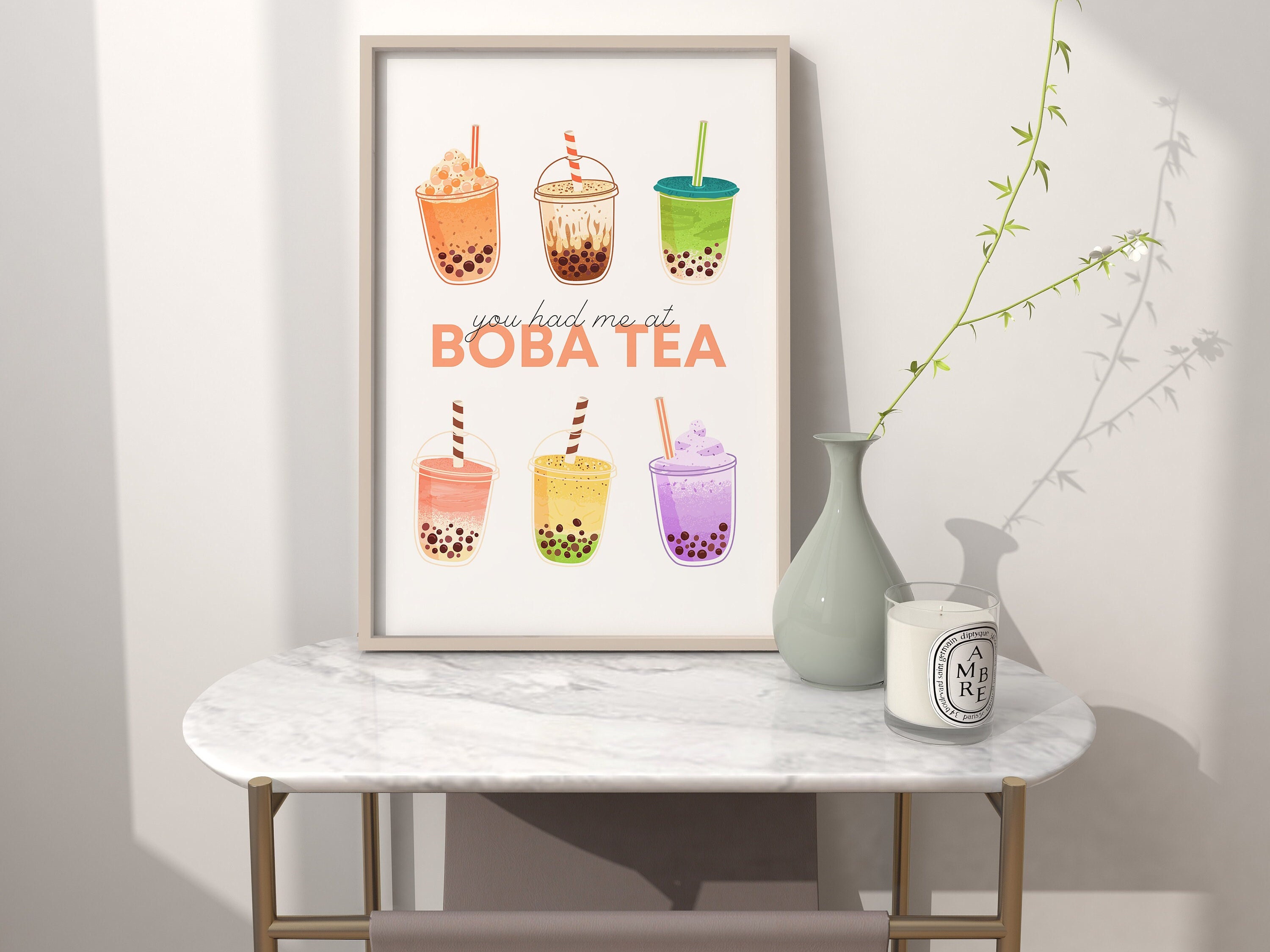 Boba Tea Print Design, Digital Art Print, Fun, Cute, Modern, Print ...