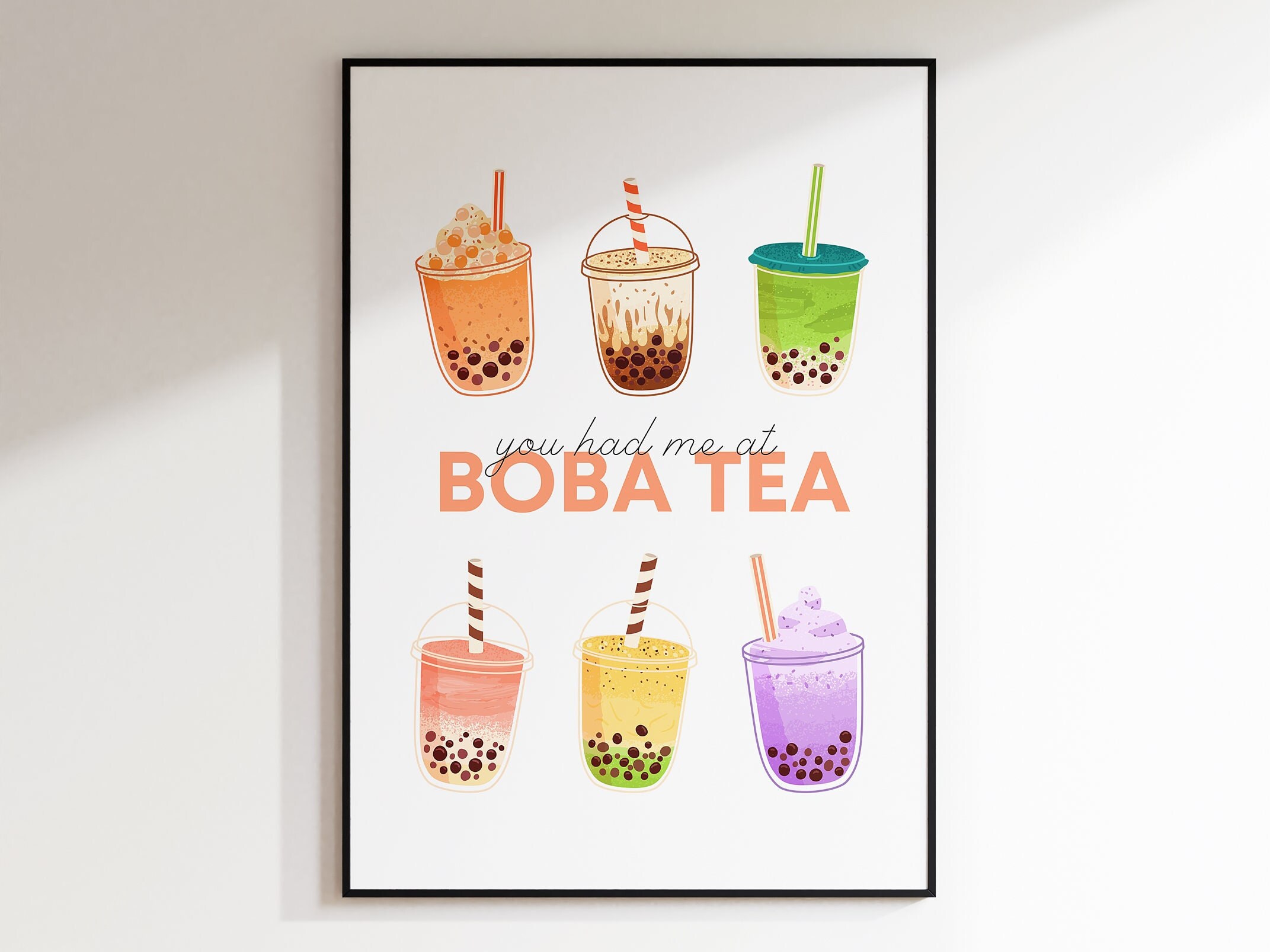 Boba Tea Print Design, Digital Art Print, Fun, Cute, Modern, Print ...