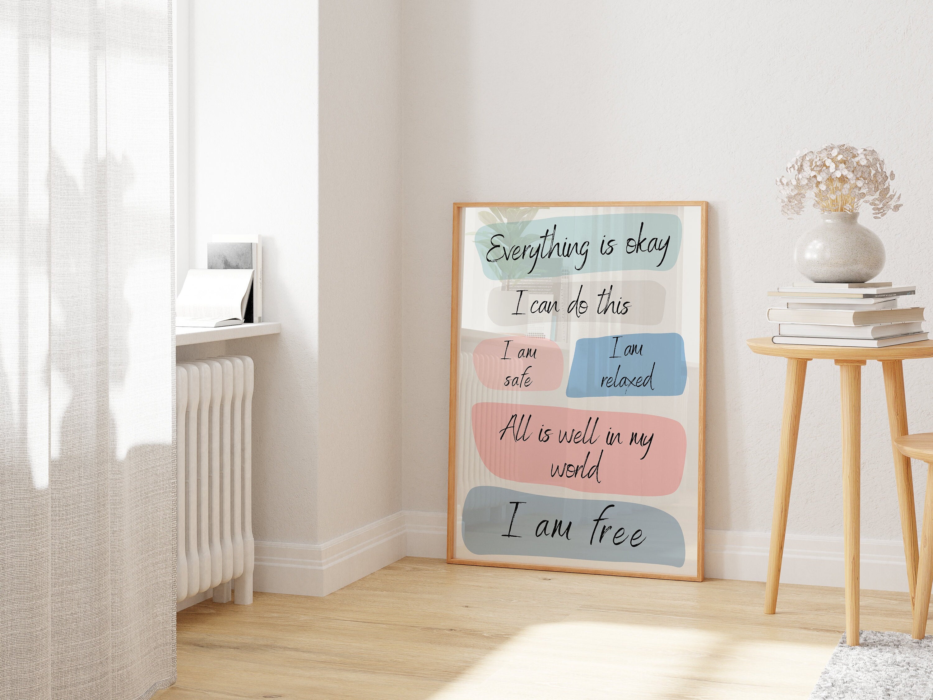 Anxiety Affirmations Print | Positive Mental Health Art | Self-love ...