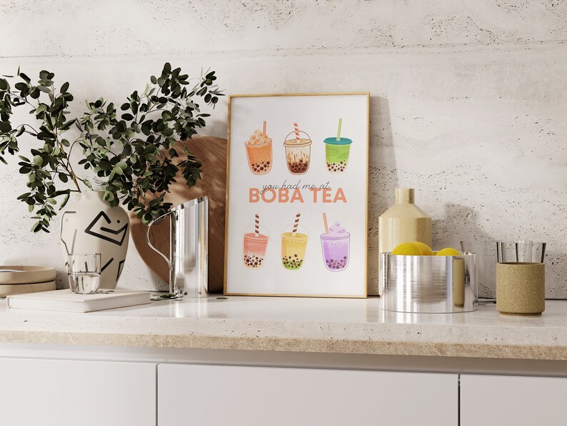 Boba Tea Print Design, Digital Art Print, Fun, Cute, Modern, Print ...