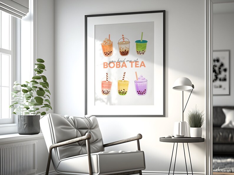 Boba Tea Print Design, Digital Art Print, Fun, Cute, Modern, Print ...