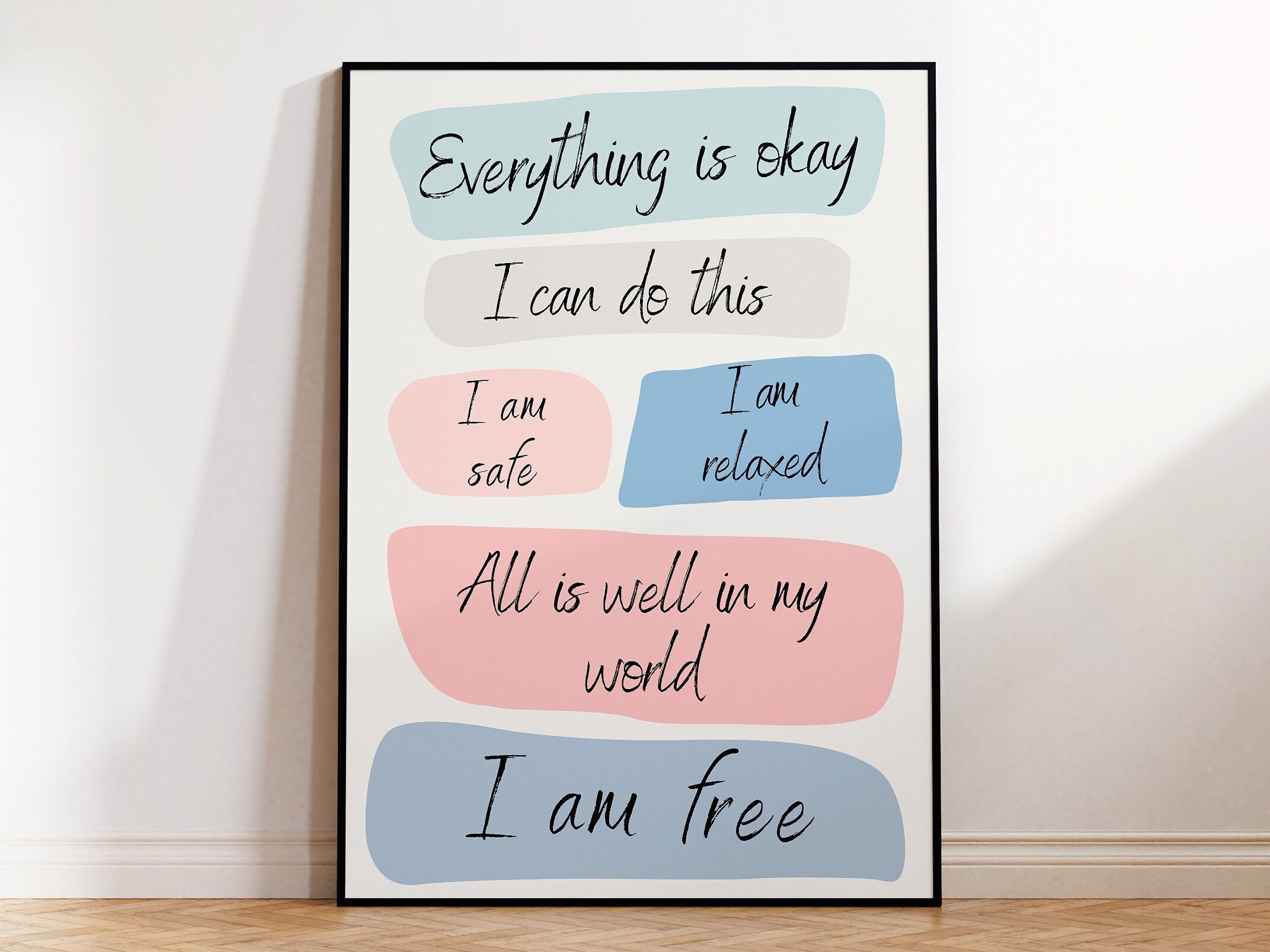 Anxiety Affirmations Print | Positive Mental Health Art | Self-love ...